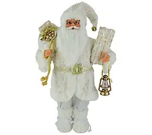 NORTHLIGHT 12' Standing Santa Figure Dressed In White - One-color