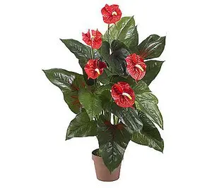 NEARLY NATURAL 3' Anthurium Plant By - One-color