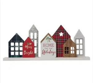 GLITZHOME Happy Happy Joy Joy Christmas Villiag E Centerpiece - One-color