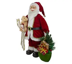 NORTHLIGHT 2' Standing Santa W/ Presents & Naug Ty/nice List