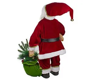 NORTHLIGHT 2' Standing Santa W/ Presents & Naug Ty/nice List