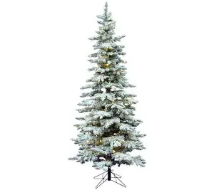 VICKERMAN 6.5' Flocked Utica Slim Artificial Ch Istmas Tree Ww - One-color