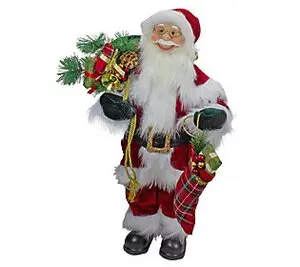 NORTHLIGHT 2' Standing Santa Christmas Figure W Th Presents - One-color