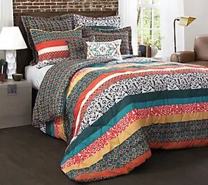 LUSH DECOR Boho Stripe 7-piece Full/queen Comforter Set By - One-color