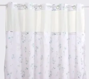 QVC Hookless Floral Shower Curtain With Window And Liner - One-color
