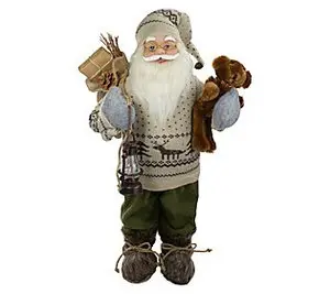 NORTHLIGHT 2' Standing Santa Figure W/ A Plush Ear & Lantern - One-color