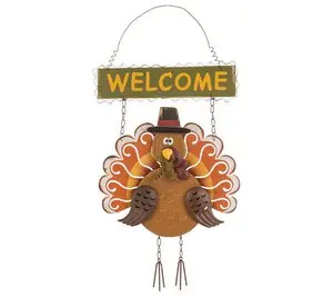 GLITZHOME Happy Hanging Turkey Welcome Thanksgi Ving Decor - One-color