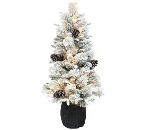 PULEO INTERNATIONAL 3' Prelit Flocked Artificial Christmas Tree Wit H 35 Ul Lights - One-color