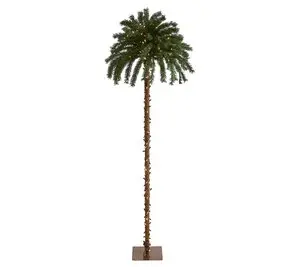 NEARLY NATURAL 7' Palm Tree W/300 Clear Led - One-color
