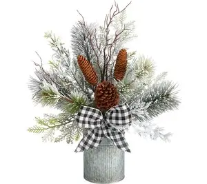 NEARLY NATURAL 20' Holiday Winter Greenery With Pinecones - One-color