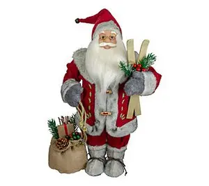 NORTHLIGHT 18' Standing Santa Figure With Skis Nd Fur Boots - One-color