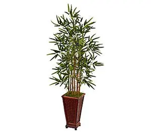 NEARLY NATURAL 4.5' Bamboo Tree In Decorative P Lanter - One-color