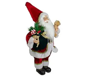 NORTHLIGHT 18' Standing Santa Figure With A Plu H Bear - One-color