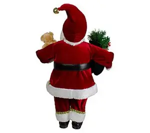 NORTHLIGHT 18' Standing Santa Figure With A Plu H Bear