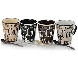 Gibson Bareggio 8 Piece Coffee Mug Set With Spo Ons - One-color