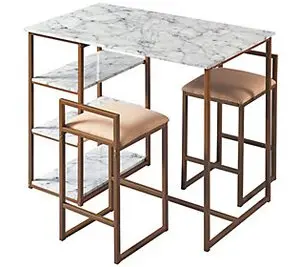 TEAMSON Marmo Table Dining Set Faux Marble Top - One-color
