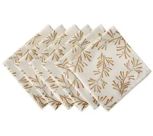 DESIGN IMPORTS Metallic Holly Leaves Napkin Set Of 6 - One-color