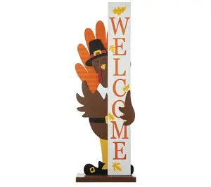 GLITZHOME 36' Welcome Thanksgiving Turkey Porch Decor - One-color