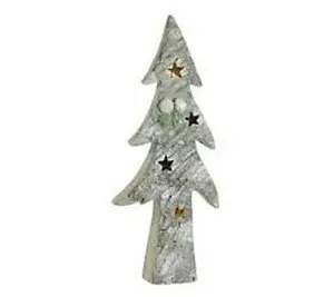 NORTHLIGHT 30' White And Green Led Glitter Tree Tabletop Decor