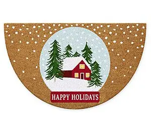 DESIGN IMPORTS Happy Holidays Snow Globe 17' X 9' Doormat - One-color
