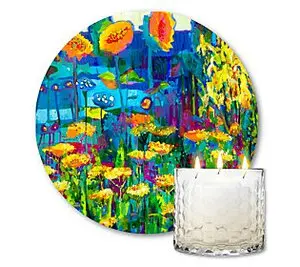 COURTSIDE MARKET Courtside Yellow Garden I 8'x8' Art Board & 13. 5-oz Candle - One-color