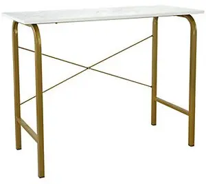 TEAMSON Office Computer Desk Metal Base, M Arble/brass - One-color