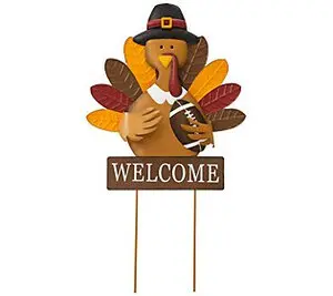 GLITZHOME Welcome Thanksgiving Turkey 30' Yard Awn Stake - One-color