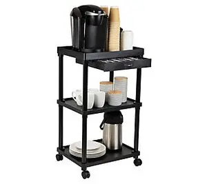 MIND READER 3-tier Rolling Cart On Wheels With Pull-out Drawer