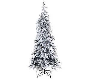 NEARLY NATURAL 7' Flocked Christmas Tree W/pine Ones & 400 Led - One-color
