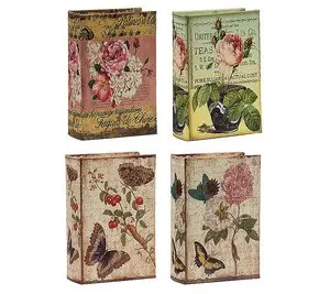 VALERIE PARR HILL Set Of 4 Blooming Floral Storage Books Valer Ie - One-color