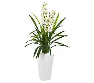 NEARLY NATURAL 4.5' Cymbidium Orchid Plant Into Wer Planter - One-color