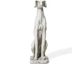 GLITZHOME Elegant Sitting Dog Lawn Garden Statu - One-color