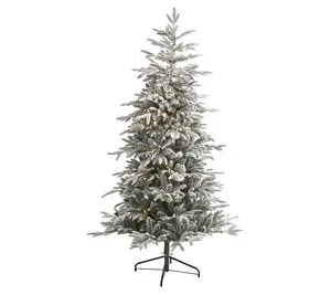 NEARLY NATURAL 6.5' Flocked Manchester Spruce T Ee W/300 Leds - One-color