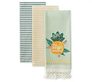 DESIGN IMPORTS Set Of 3 Sweet Pineapple Kitchen Towels - One-color