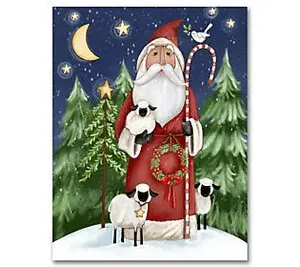 COURTSIDE MARKET Prim Santa With Trees 30x40 Ca Vas - One-color