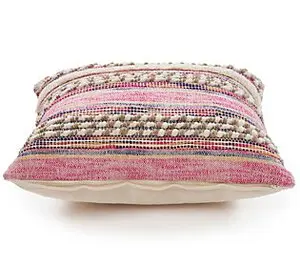 OX BAY TRADING CO. Ox Bay Pink Multi-striped Throw Pillow