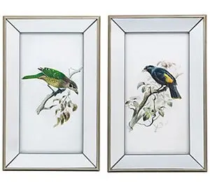 R. NEST Set Of 2 24' Bird Scene Mirrored Wall A Rt - One-color
