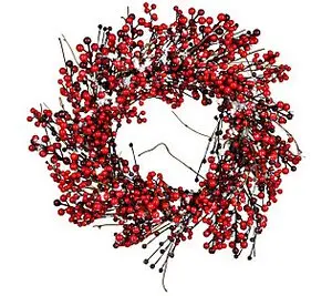 VICKERMAN 24' Red Snow Berry Wreath - One-color