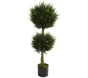 NEARLY NATURAL 4' Double-ball Cypress Topiary Nearly Natura L - One-color