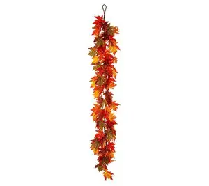 GLITZHOME 6 Foot Led Fall Lighted Maple Leaves Rland - One-color