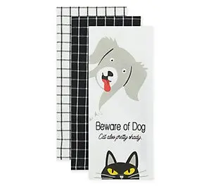 DESIGN IMPORTS Beware Of Dog & Cat Kitchen Towe Set - One-color