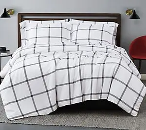 TRULY SOFT Printed Windowpane Full/queen Duvet Cover Set - One-color