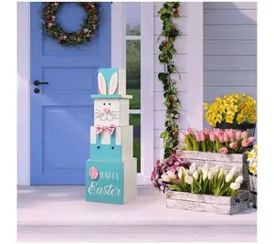 GLITZHOME Reversible Easter And Americ Ana Porc Decor
