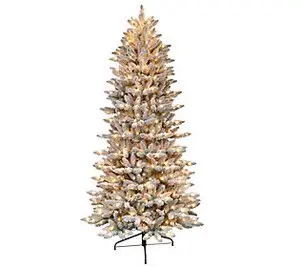 PULEO INTERNATIONAL 4.5' Prelit Slim Flocked Fr Anklin Fir Tree - One-color