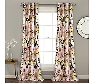 LUSH DECOR Floral Watercolor Room Darkening Window Curtain S By - One-color