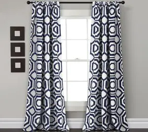 LUSH DECOR Octagon Blocks Set Of 2 Room-darkening Curtains By - One-color