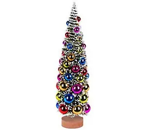 VICKERMAN 18' Frosted Green Tree With Colorful Naments - One-color