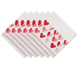 DESIGN IMPORTS Set Of 6 Two Hearts Napkins - One-color