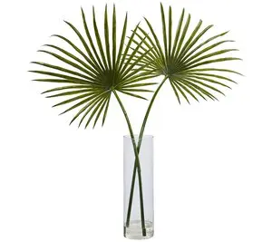 NEARLY NATURAL Fan Palm Arrangement By - One-color