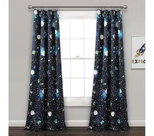 LUSH DECOR Universe Set Of 2 Room Darkening Curtains Lu Sh Decor - One-color
